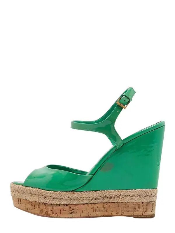 Gucci 140mm Hollie Wedge Sandals - Green