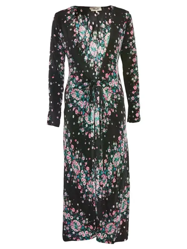 Diane Von Furstenberg Floral Crepe Wrap Dress - Black