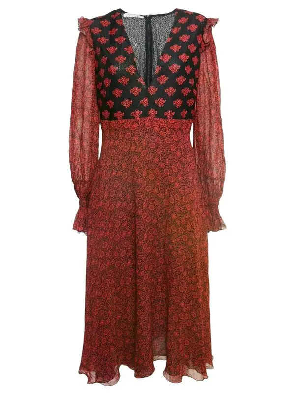 Philosophy Di Lorenzo Serafini Floral-print Midi Dress - Red