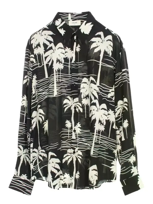 Celine 2010s Palm Tree-print Shirt - Black