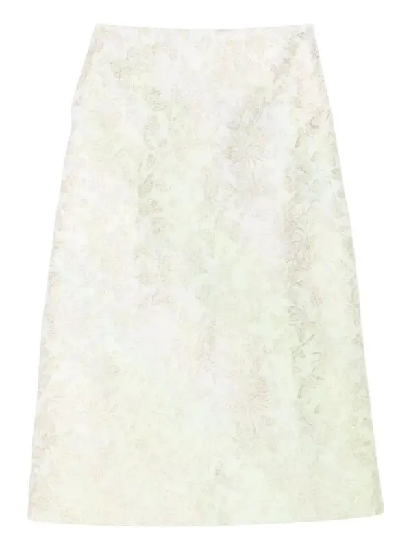 Dior 2010s Embroidery Midi Skirt - Neutrals