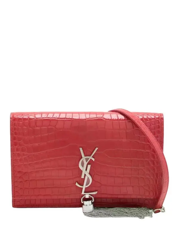 Saint Laurent 2000s Kate Crocodile-effect Chain-strap Shoulder Bag - Red