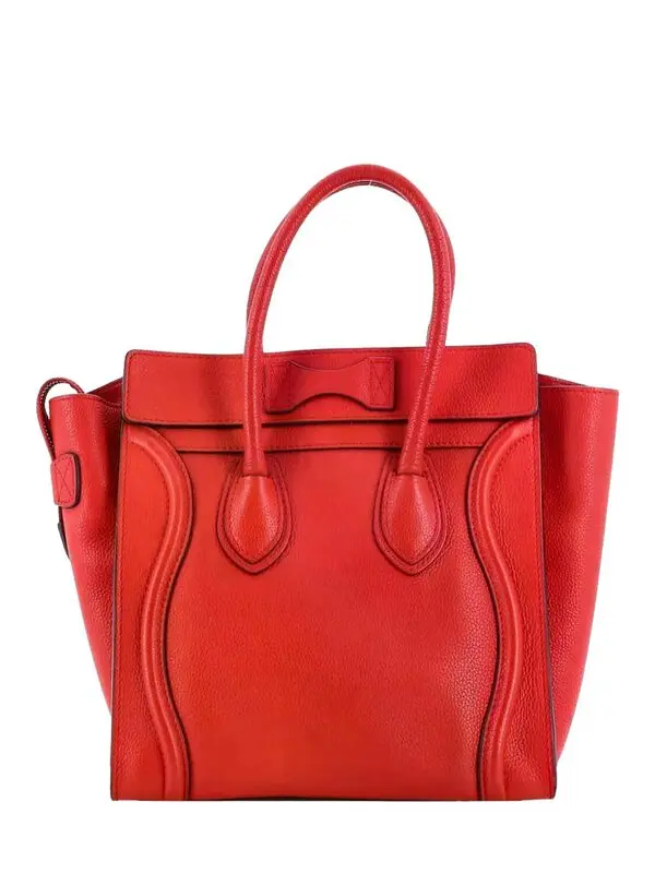 Celine Luggage Bag Grainy Leather Micro Tote - Red