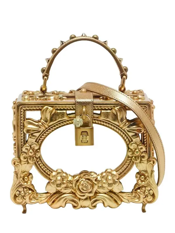 Dolce & Gabbana Floral Clasp Box Bag - Gold