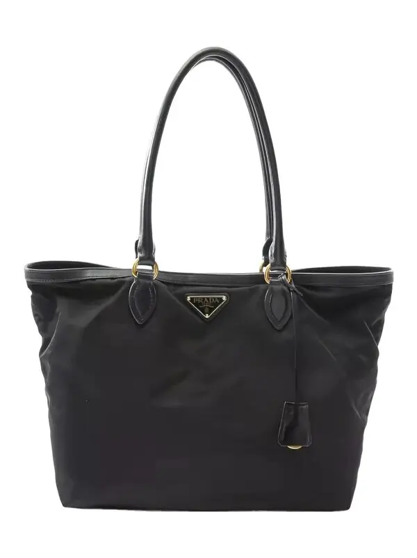 Prada Leather-trimmed Canvas Tote Bag - Black