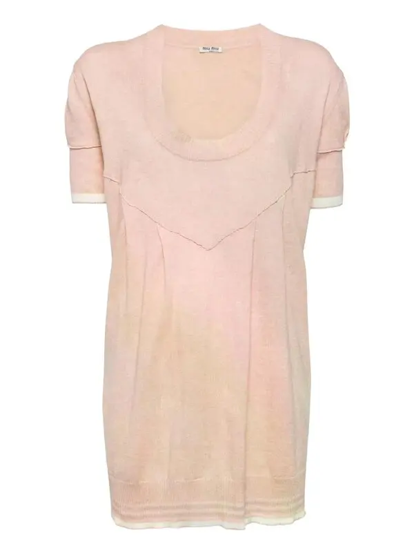 Miu Miu Stripe-trim Knitted Cotton Top - Pink