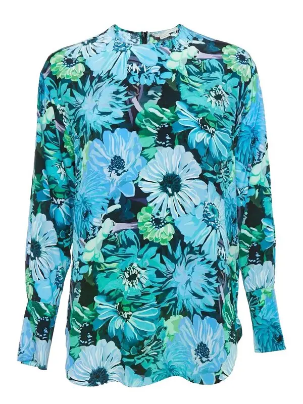 Stella McCartney Floral Print Long-sleeves Blouse - Blue