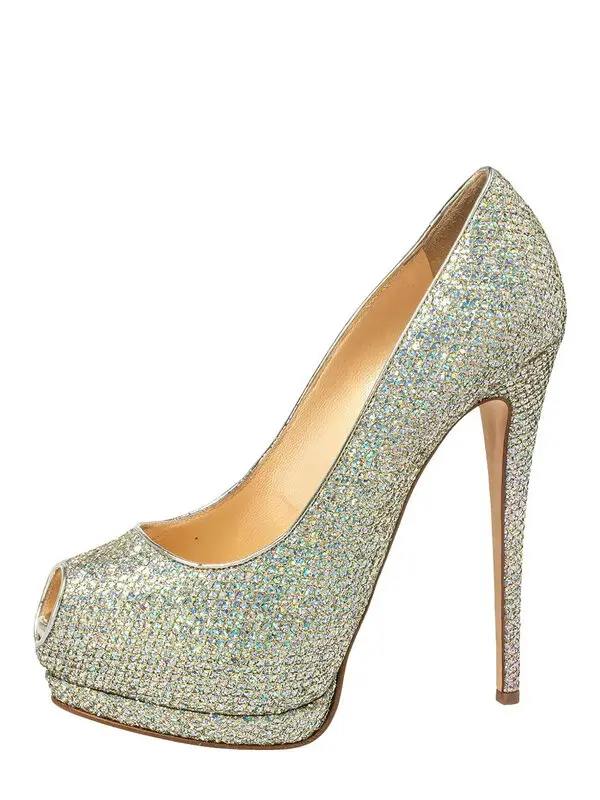 GIUSEPPE ZANOTTI 150mm Leather Peep Toe Pumps - Silver