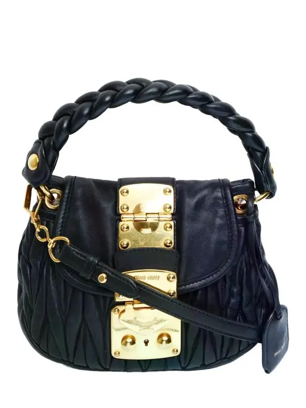 Miu Miu 2000s Matelassé Braided-handle Shoulder Bag - Black