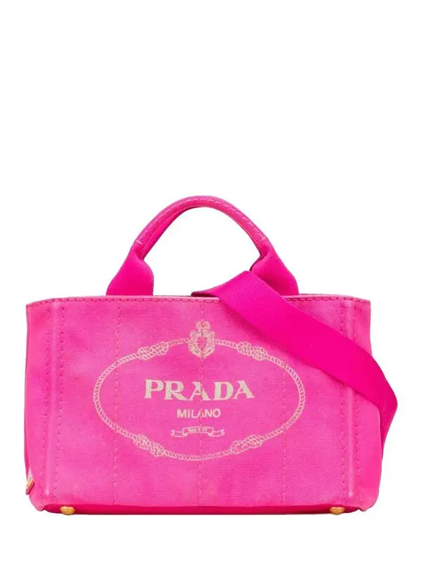 Prada Small Canapa Logo Satchel - Pink