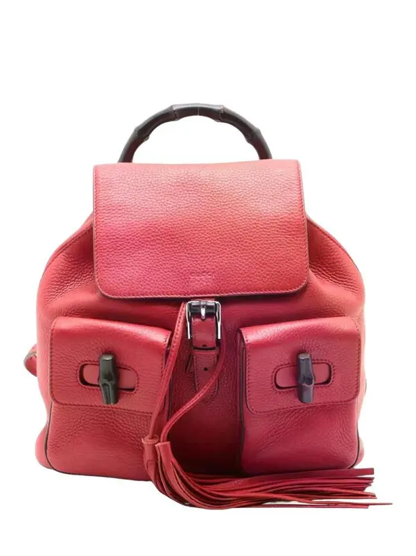Gucci 2000-2020s Bamboo Flap Backpack - Red