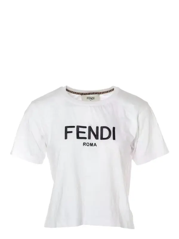 Fendi Logo-embroidered T-shirt - White