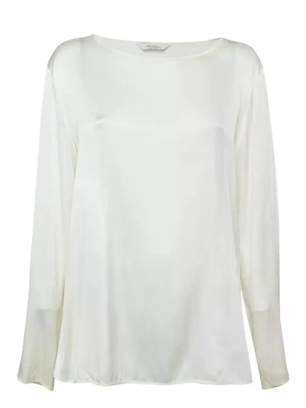 Max Mara Satin Long-sleeve Blouse - White