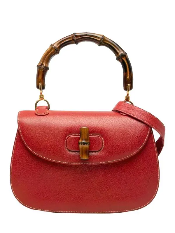 Gucci 20th Century Calfskin Bamboo Night Handbag - Red