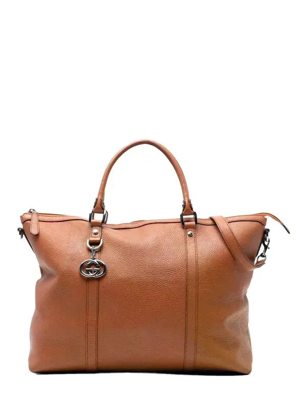 Gucci Leather Gg Charm Satchel - Brown