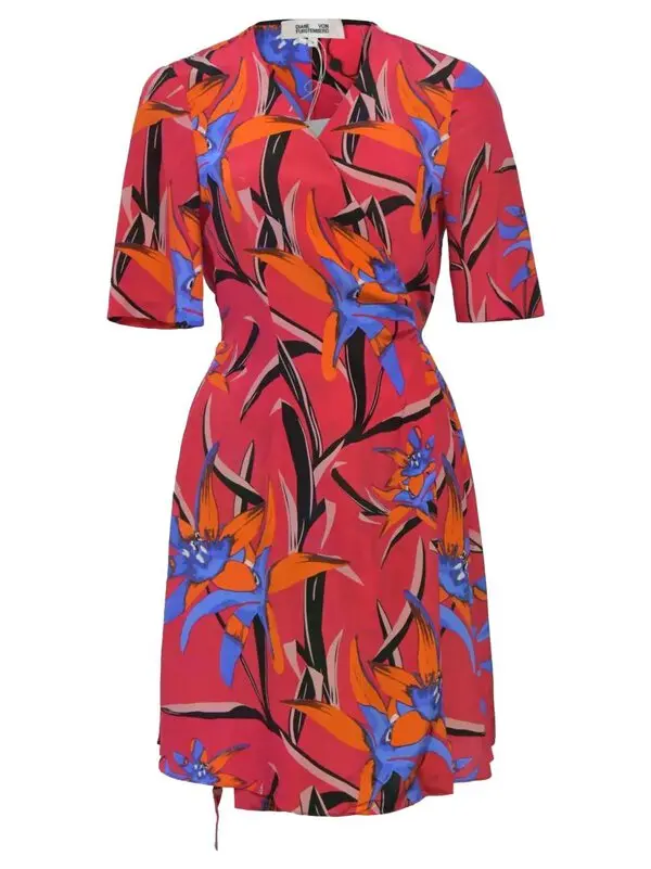 Diane Von Furstenberg Printed Wrap Dress - Red