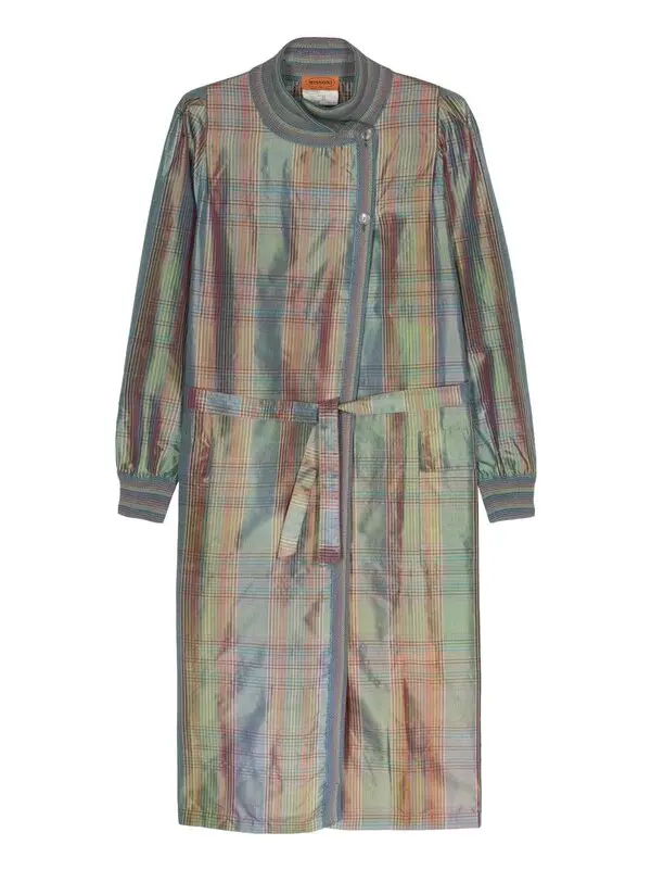Missoni 1970s Plaid-check Silk Coat - Blue