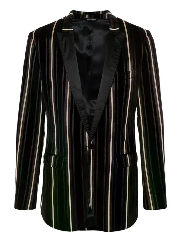 Dolce & Gabbana 2000s Peaked Lapels Striped Blazer - Black