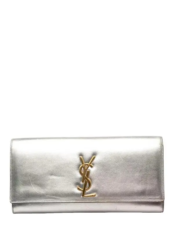 Saint Laurent Pre-owned Metallic Cassandre Clutch Bag - Silver