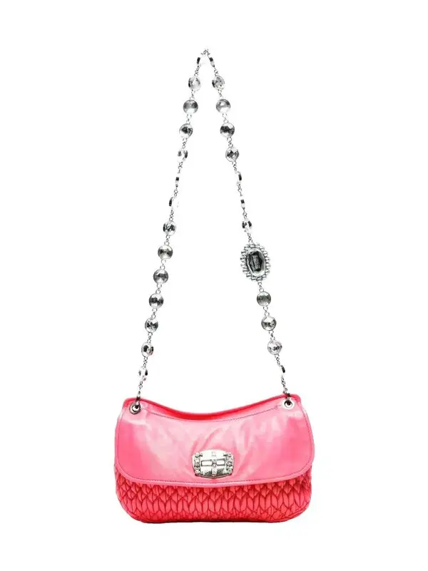 Miu Miu Pre-owned Matelassé Crystal-detail Shoulder Bag - Pink