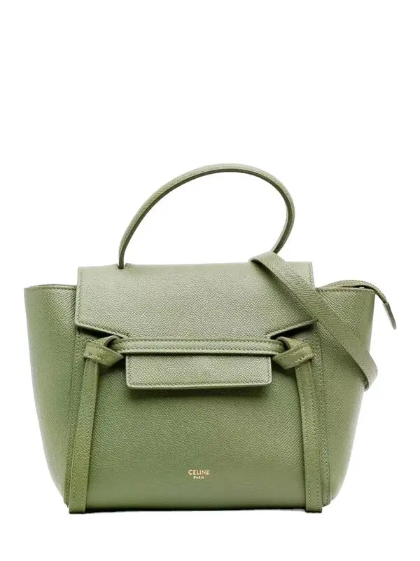 Celine 2019 Nano Grained Calfskin Belt Bag Satchel - Green