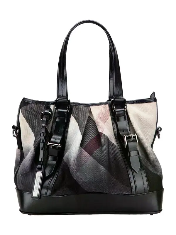 Burberry Mega Check Canvas Lowry Satchel - Black