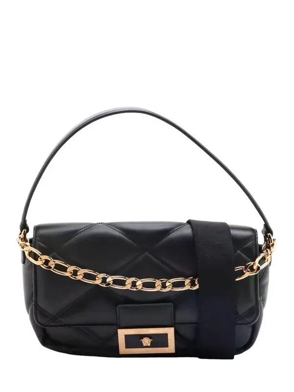 Versace Quilted Chain Shoulder Bag - Black