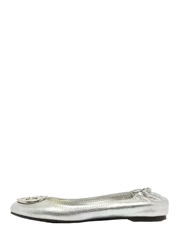 Tory Burch Minnie Metallic-effect Leather Ballet Flats - Silver