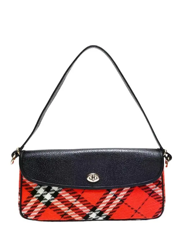 Burberry Checked Shoulder Bag - Red