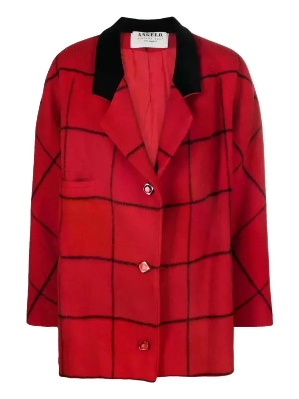 A.N.G.E.L.O. VINTAGE CULT 1980s Check-pattern Wool Coat - Red