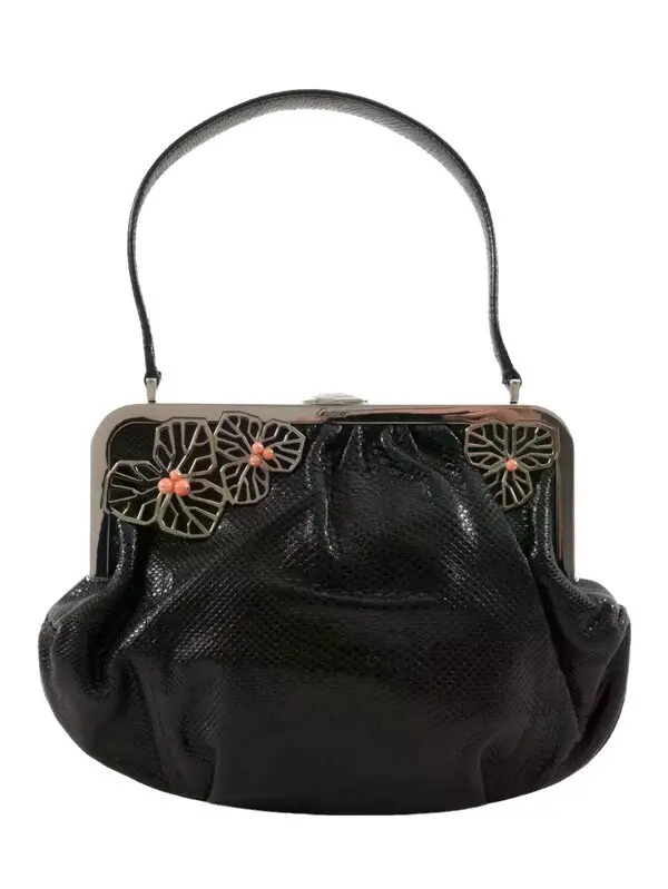 CARTIER 2000s Floral-appliqué Handbag - Black