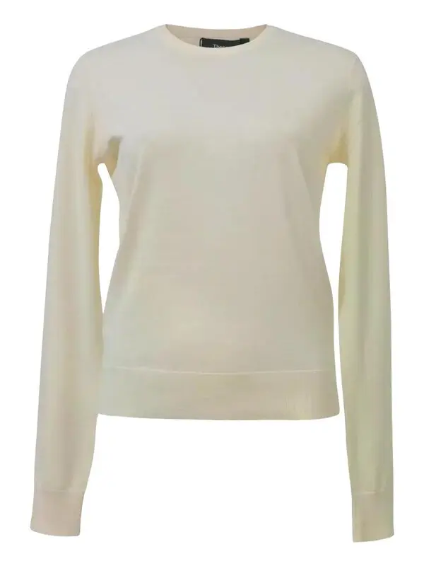 Theory Crew-neck Ribbed-trim Sweater - Neutrals