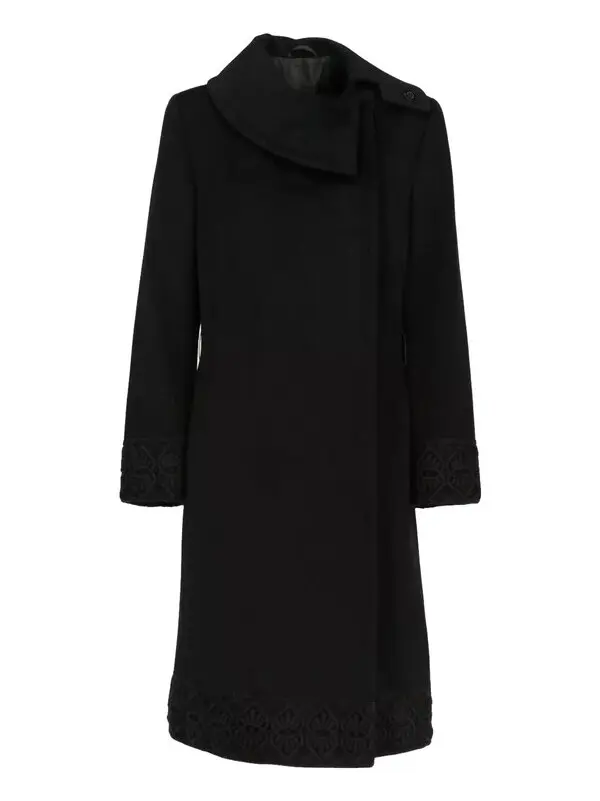 Gucci 2000s Embroidered Wool-cashmere Coat - Black
