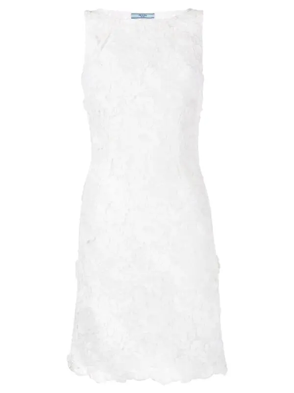 Prada Floral Broderie Anglaise Dress - White