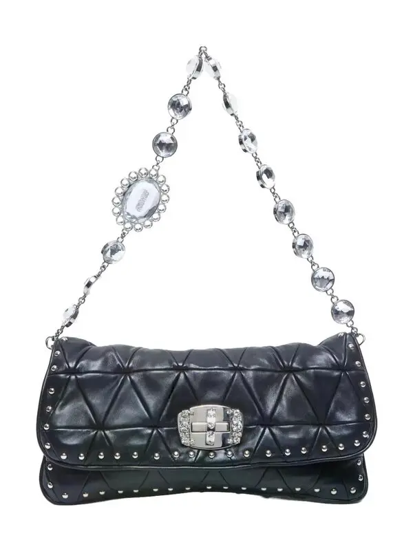 Miu Miu 2010 Crystal-embellished Shoulder Bag - Black