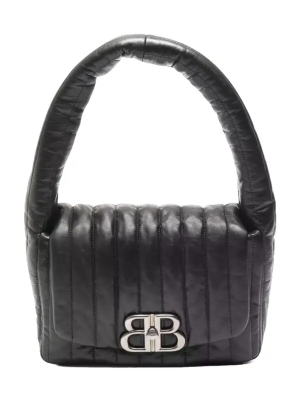 Balenciaga Monaco Quilted Logo-plaque Shoulder Bag - Black