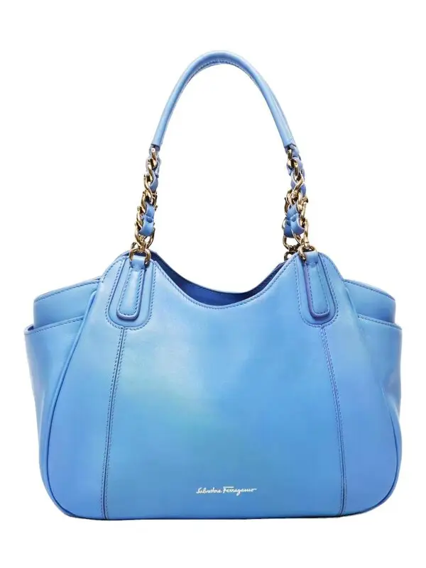 FERRAGAMO Melinda Chain-handle Leather Handbag - Blue