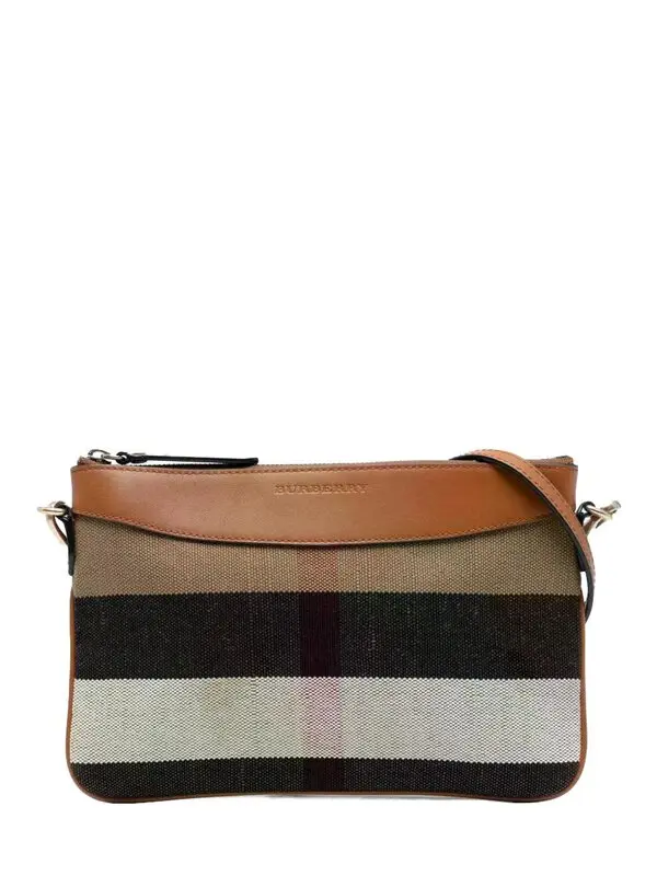 Burberry Mega Check Canvas Peyton Crossbody Bag - Brown
