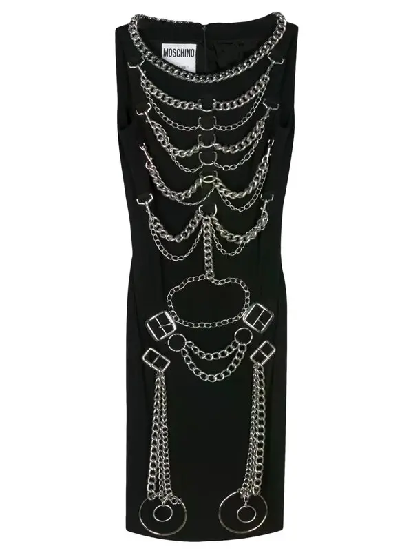 Moschino 2010s Chain-detailed Midi Dress - Black