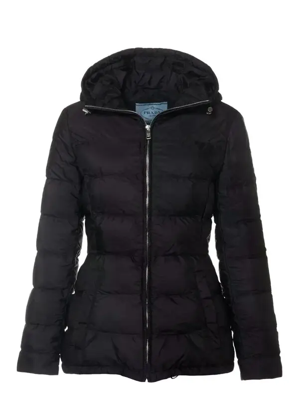 Prada Padded Hooded Coat - Black