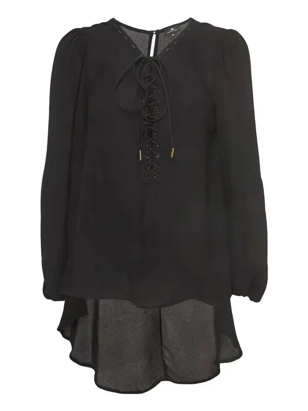 Elisabetta Franchi Lace-up High-low Blouse - Black
