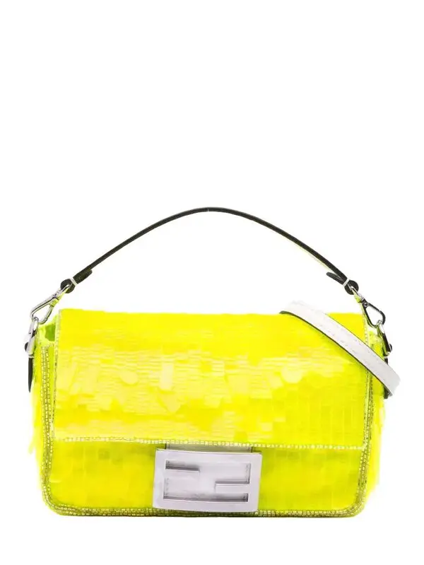 Fendi Mini Transparent Paillettes Elaphe Baguette Satchel - Yellow