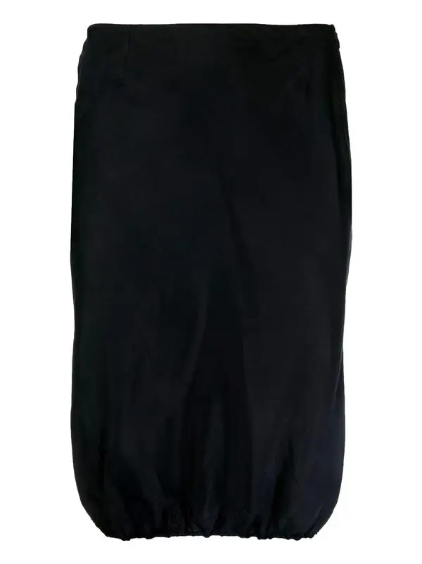 Prada 2000s Ruched Silk Skirt - Black