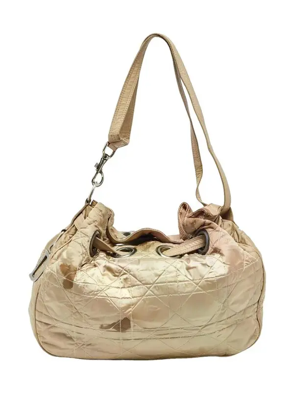Dior Cannage Drawstring Shoulder Bag - Gold
