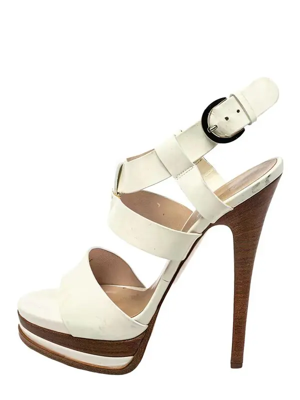 Casadei 140mm Patent-leather Platform Sandals - White