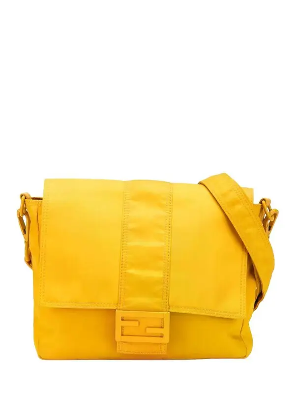 Fendi Econyl Nylon Baguette Crossbody Bag - Yellow