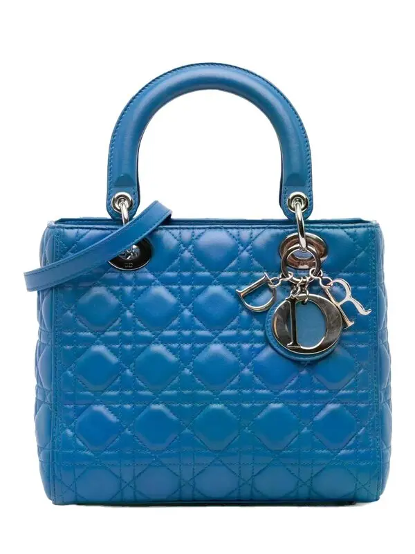 Dior Pre-owned 2014 Medium Lambskin Cannage Lady Satchel - Blue