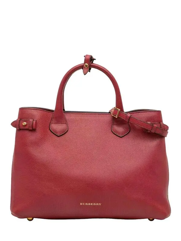 Burberry Leather And House Check Banner Satchel - Red