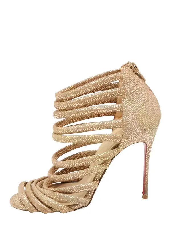 CHRISTIAN LOUBOUTIN 105mm Textured Strappy Sandals - Neutrals