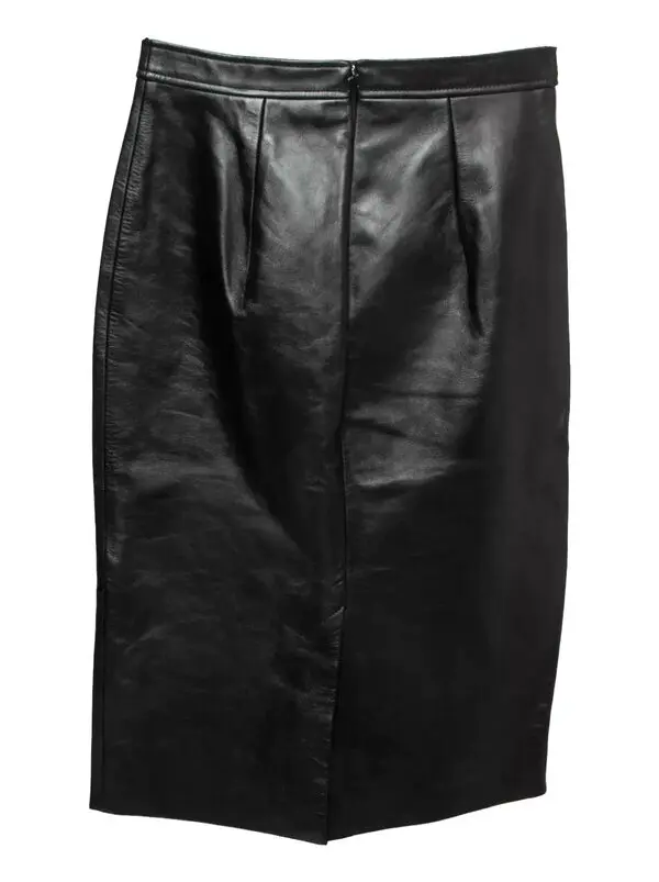 Burberry Cut-out Leather Skirt - Black